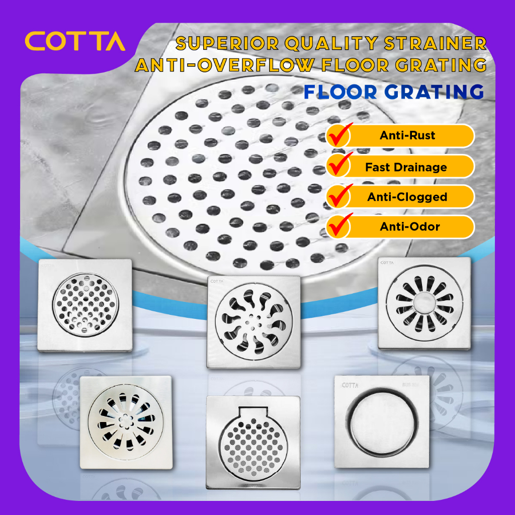 COTTA Floor Grating Trap Anti Smell Anti Cockroach Floor Drain Lubang ...