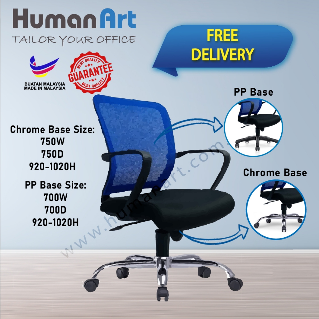 HumanArt Ergonomic Mesh Low Back Office Chair Kerusi Office Kerusi ...