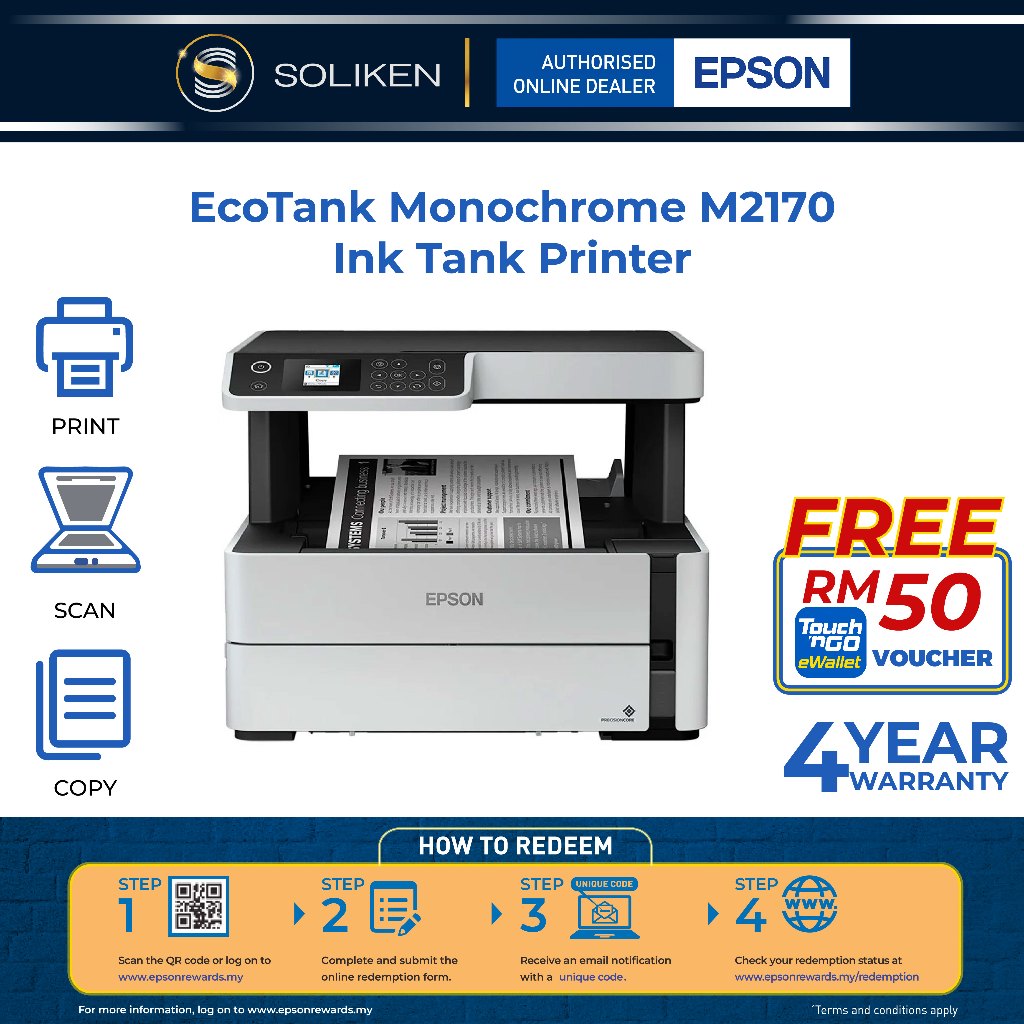 Epson EcoTank Monochrome M2170 Ink Tank Printer | Shopee Malaysia
