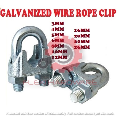 1/8" (3mm) -1" (26mm) GALVANIZED WIRE ROPE CLIP OR U-BOLT CLAMP OR CLIP ...