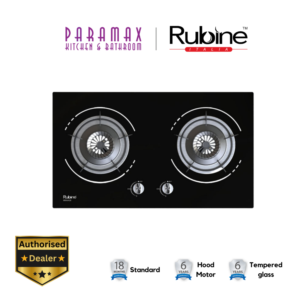 RUBINE Gas Hob RGH-BRAVA-2B-BL 4.5kW Flame Power | Shopee Malaysia