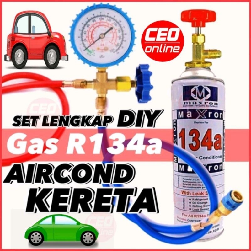 CEO 🇲🇾 Gas Aircond Kereta R134a Refrigerant Car Aircond Servis DIY SET Top Up Gas Tambah Gas ...