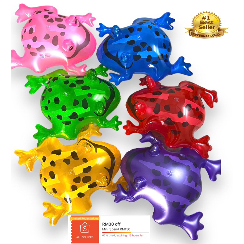 Viral Belon katak big /medium /small frog balloon with elastic rope and ...
