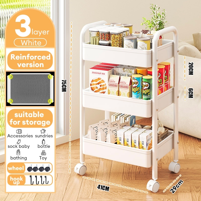 Multifunction Storage Trolley Rack Carbon Steel Honeycomb Basket ...