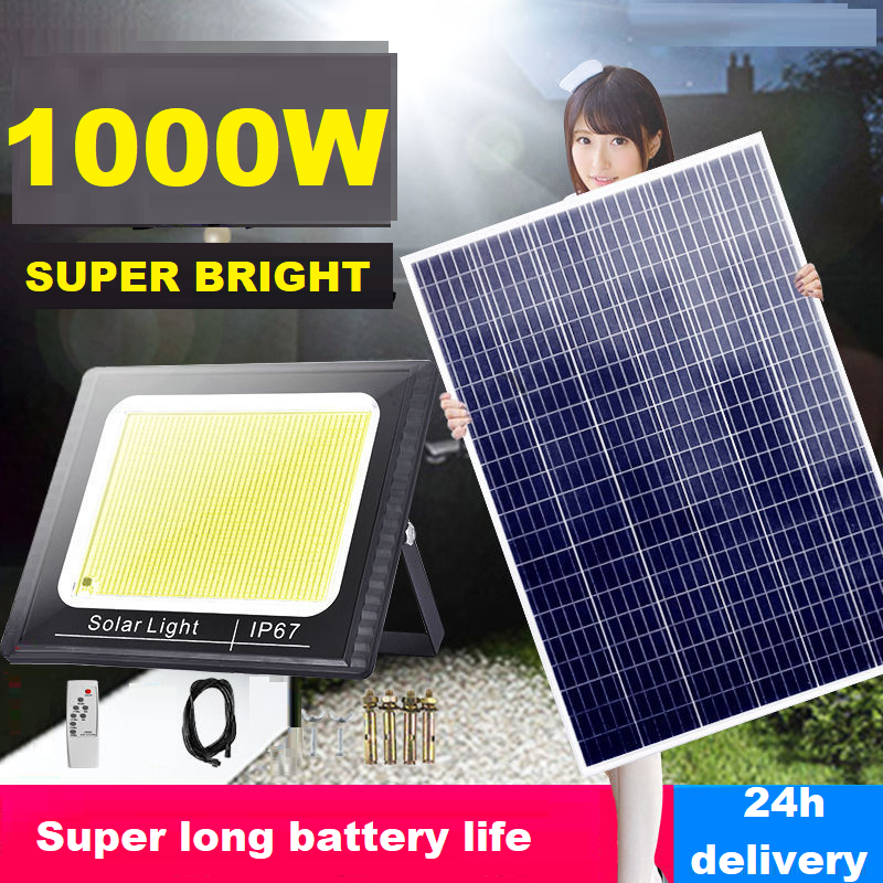 [Ready stock] Solar lamp 1000w solar outdoor led lamp ip67 waterproof ...