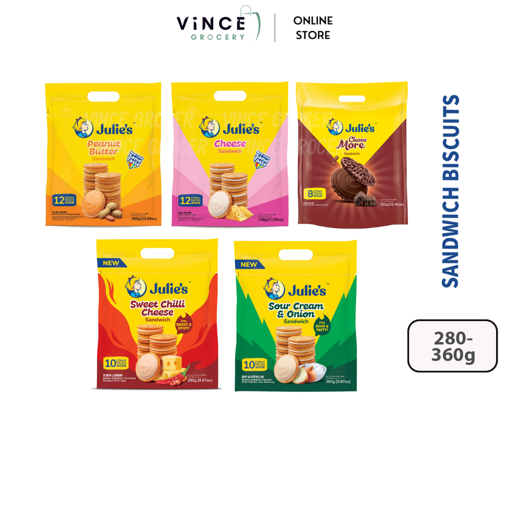 JULIE'S Sandwich Biscuits (Peanut Butter / Cheese / Choco More / Sweet Chilli Cheese / Sour ...