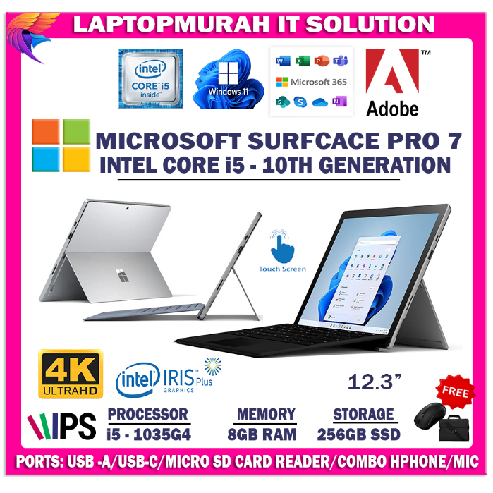 MICROSOFT SURFACE PRO 7 4K DISPLAY [ CORE I5 10TH GENERATION / 8GB RAM ...