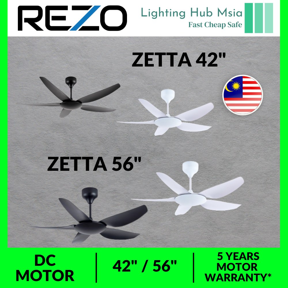 [[Ready Stock] Rezo Ceiling Fan ZETTA 56" ZETTA 42" 12 Speed DC Motor 5 Blades Ceiling Fan (6F ...