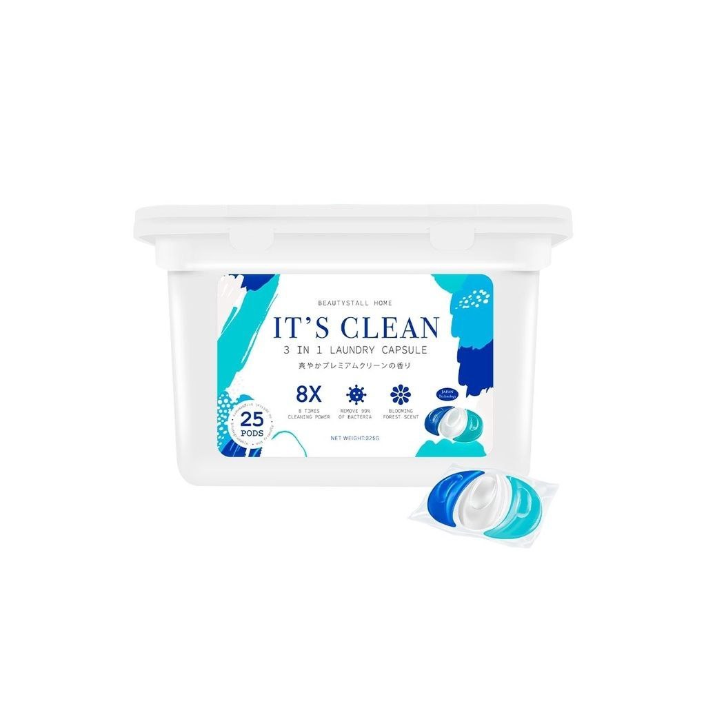 IT'S CLEAN 3 In 1 Laundry Capsule 25pods/1box (Detergent Pod) | Shopee ...