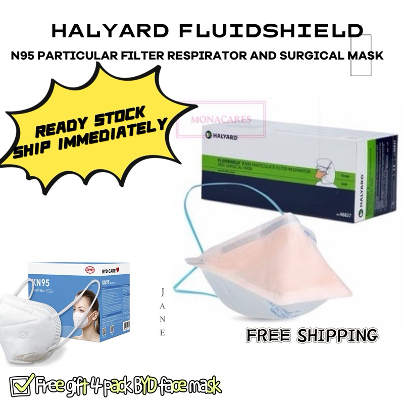 READY STOCk 1 box 35pcs Halyard Fluidshield Level 3 N95 particulate ...