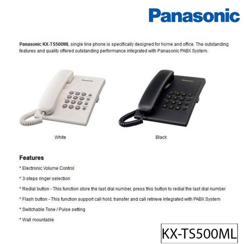 PANASONIC KX-TS500ML SINGLE LINE PHONE WALL MOUNTABLE | Shopee Malaysia