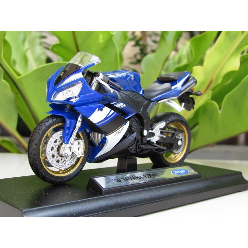 Welly 1/18 Yamaha YZF R1 Bike Blue (2008) Supertbike 1-18 Diecast ...
