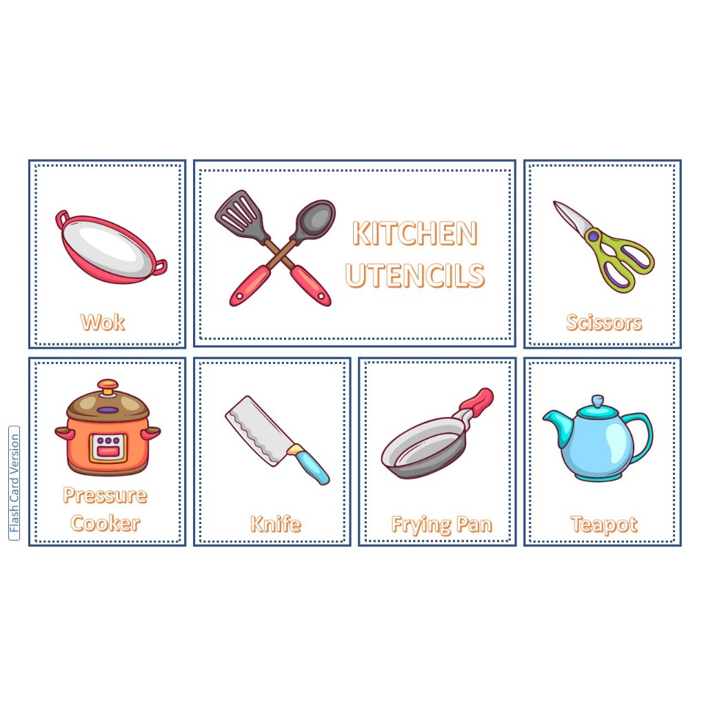 Kitchen Utensils Busy Book 3 in 1 (Flash Card + Busy Book - Picture ...