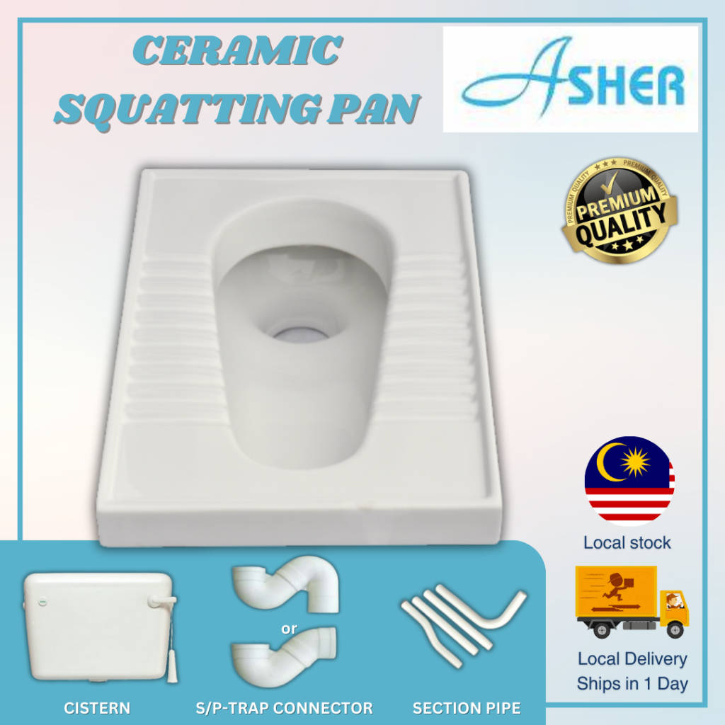 560mm premium local white ceramic squatting pan with pvc high level ...