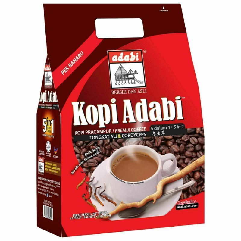 Kopi Adabi 5 in 1 (15 sachets x 25g) 375g EXP2025 Coffee | Shopee Malaysia