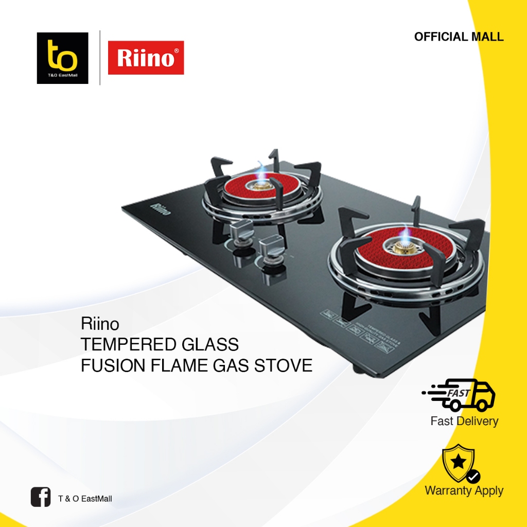 Riino Tempered Glass Fusion Flame Gas Stove Build-In/Tabletop Gas Cooker XK205F | Shopee Malaysia