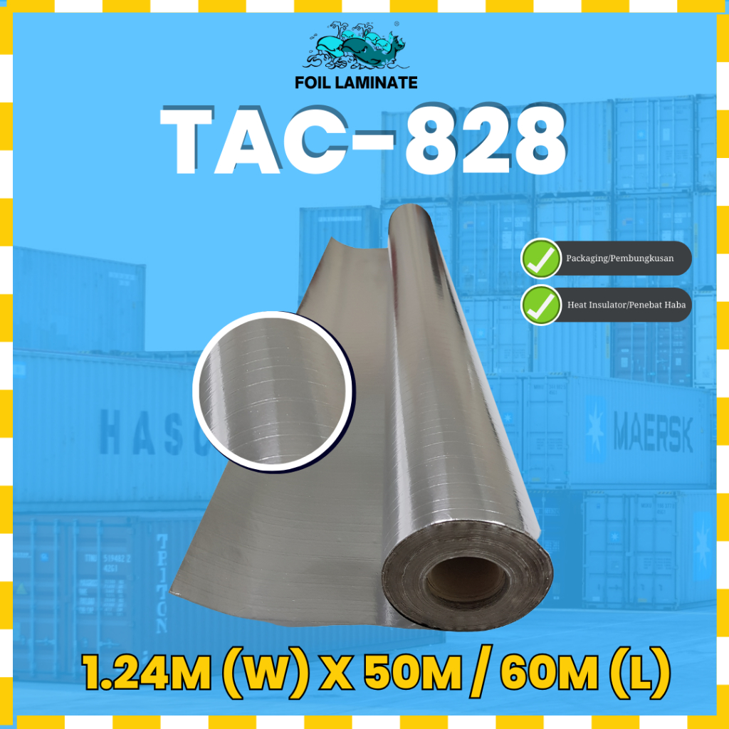 TAC-828 Aluminium Foil Paper Foil (50M or 60M-L) Packaging Penebat Haba ...