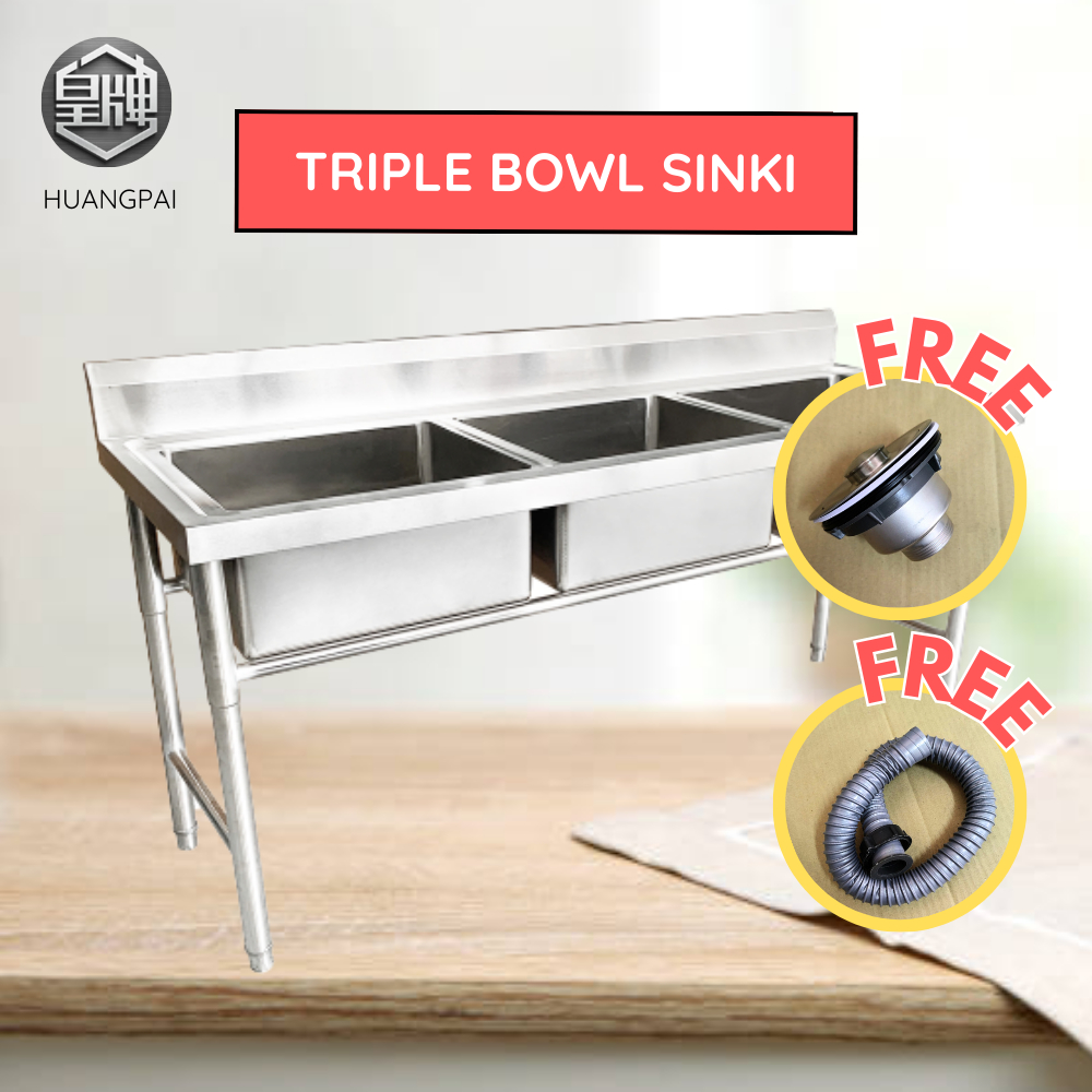 Stainless Steel Commercial Triple Bowl Sinki Kitchen Commercial Sinki ...