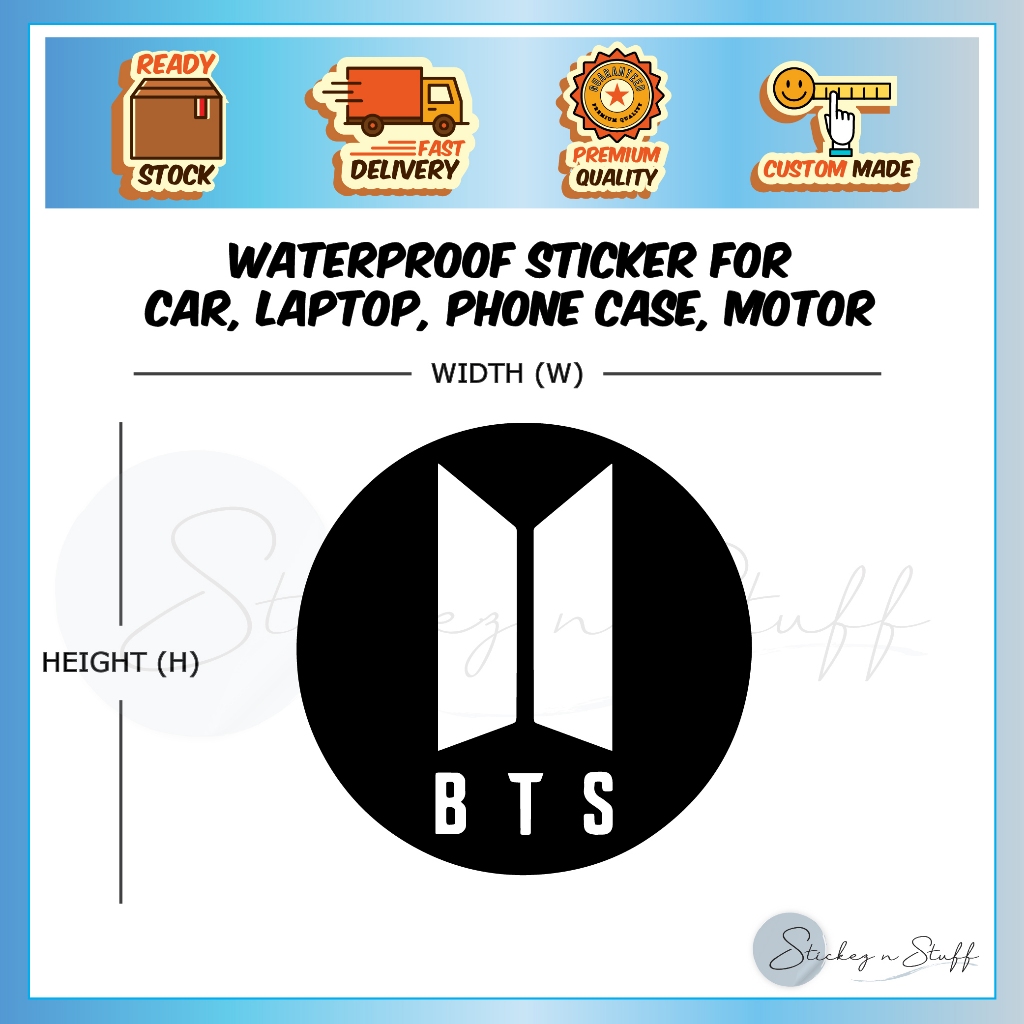 [D1] BTS Logo KPop Korea Sticker Reflective Stiker Waterproof Pantulan ...