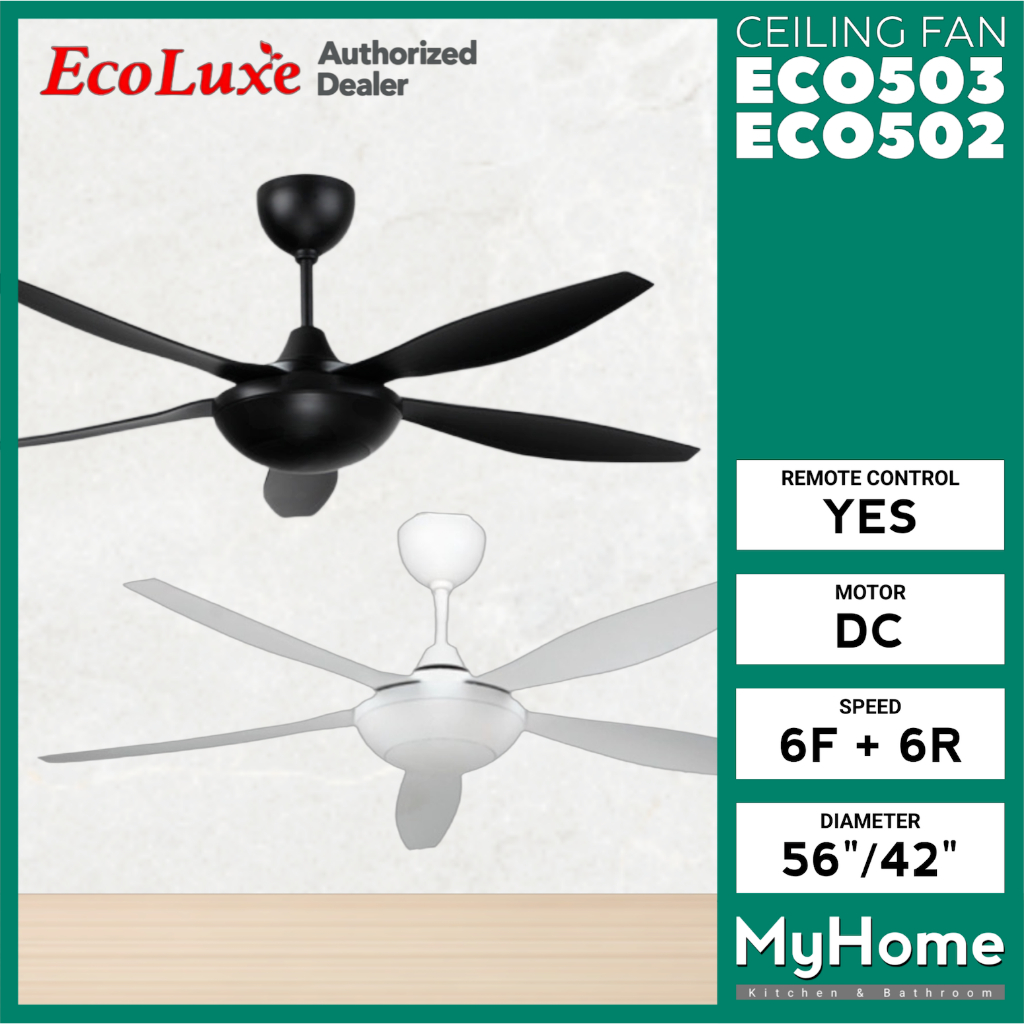 ECOLUXE ECO-502 / ECO-502 56"/42" 6 Speed DC Motor Ceiling Fan With Remote Control ECOLUXE ...
