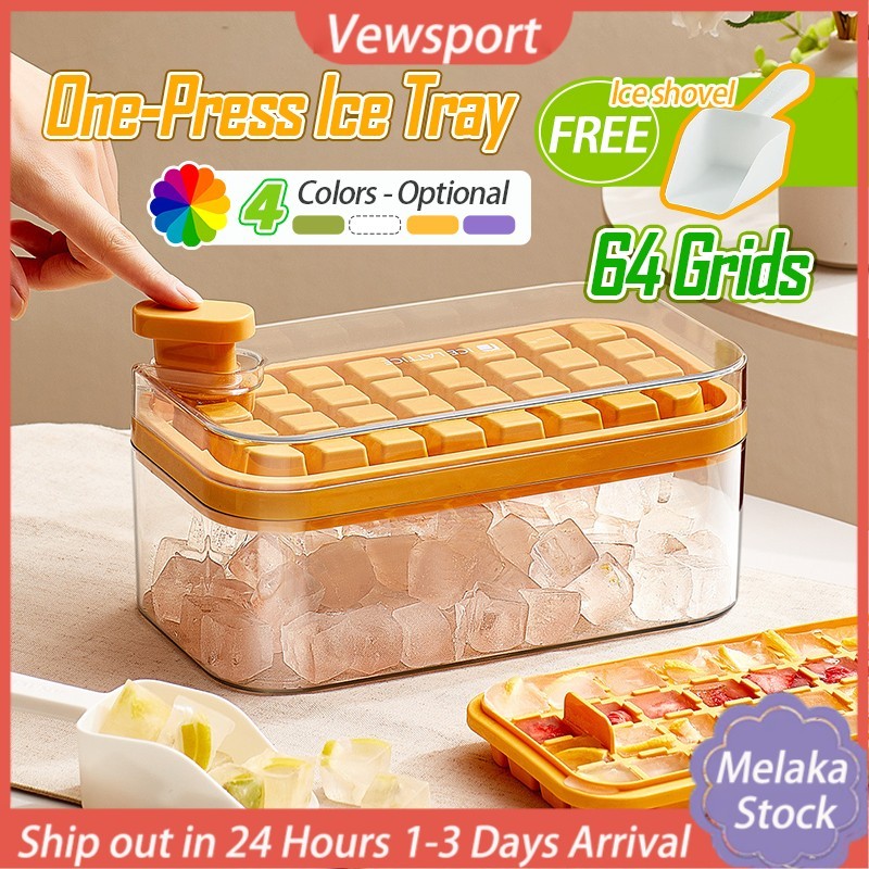 64-grid ice box Double Layer one-button push off ice cube mold ice cube ...