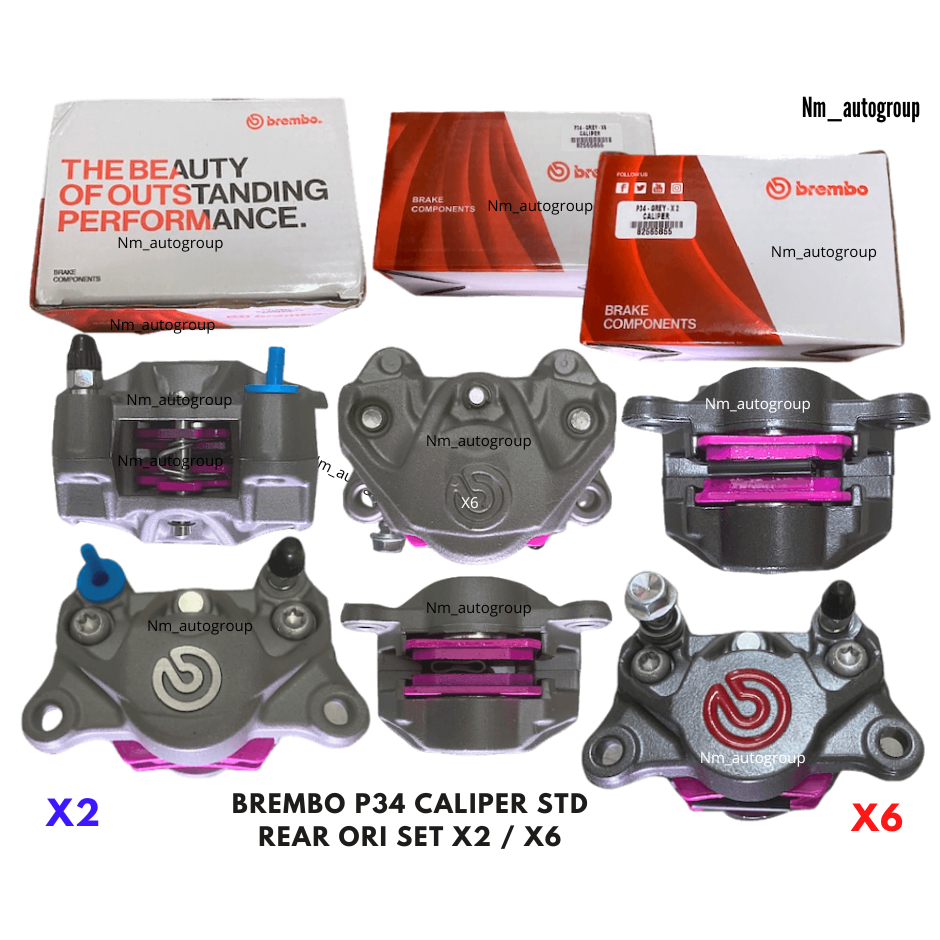 BREMB ORI CNC STD 2 POT P34 X2/X6 Caliper Rear/Front Bkt Set-Y15ZR/Y16 ...