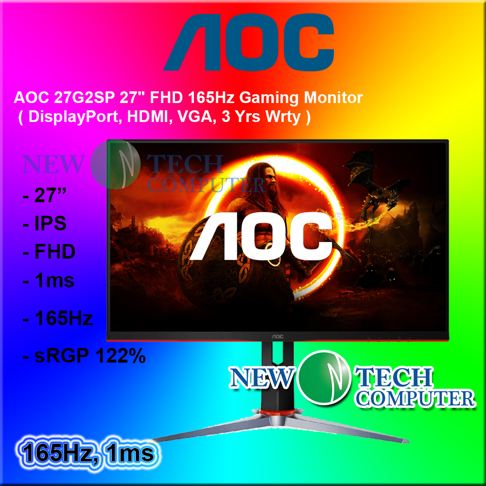 AOC 27G2SP 27" FHD 165Hz Adaptive-Sync Gaming Monitor ( DisplayPort ...