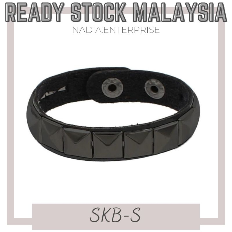 🇲🇾 GELANG Leather Wristband bracelet cuff gothic punk metal armbands ...