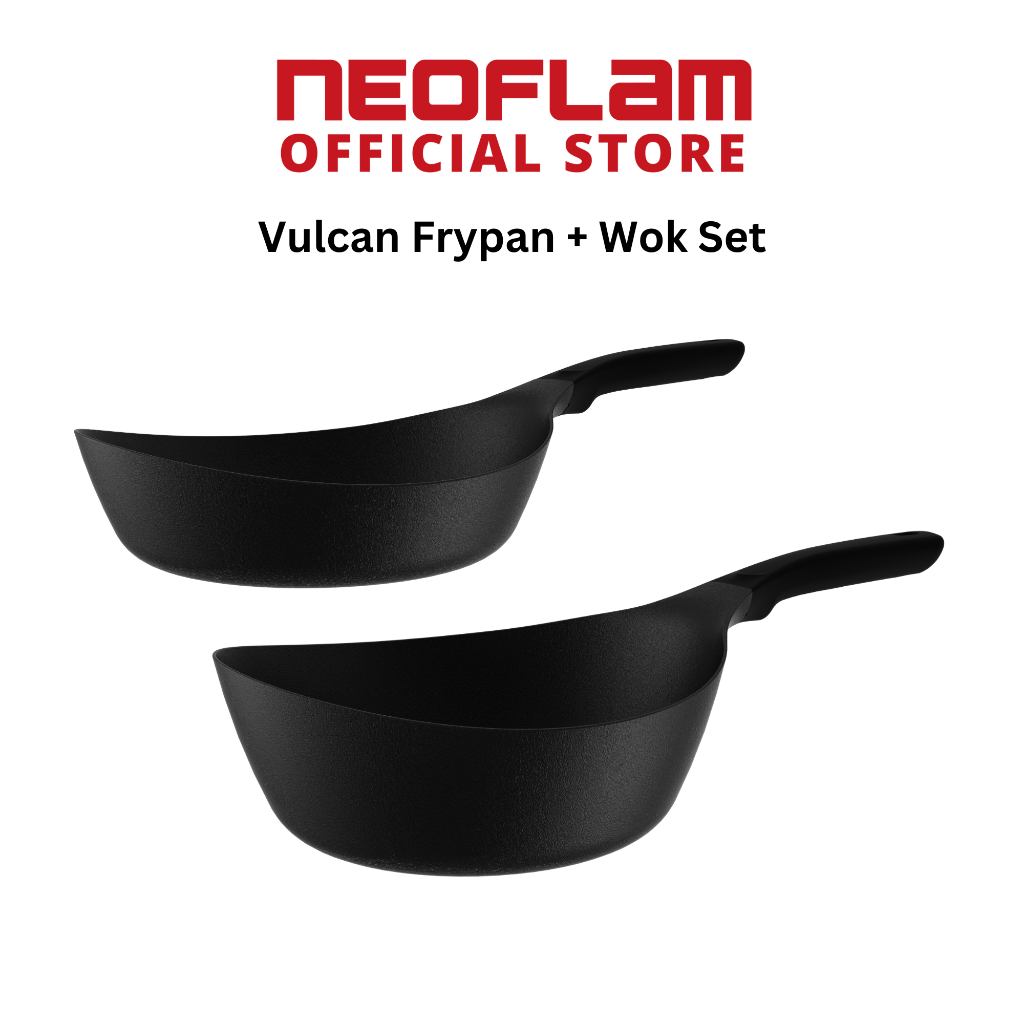 NEOFLAM Vulcan Healthy Ceramic Coating Frypan (24cm) + Wok Set (28cm ...