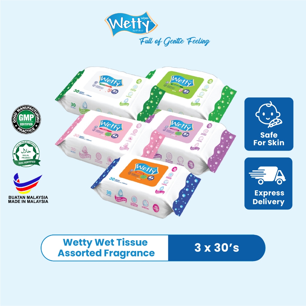 Wetty Wet Tissue Antibacterial Fragrance Free/Fragrance/Rose/Lavender ...