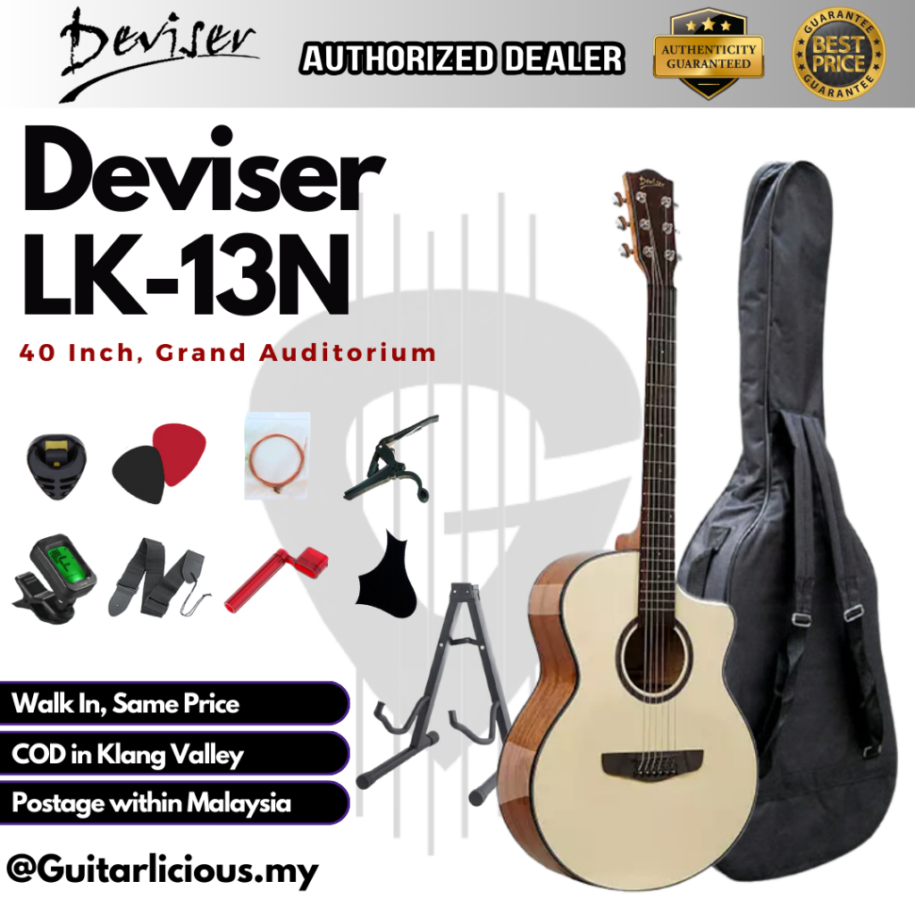 Deviser 40 inch Grand Auditorium Acoustic Guitar LK-13N ( LK13N / LK ...