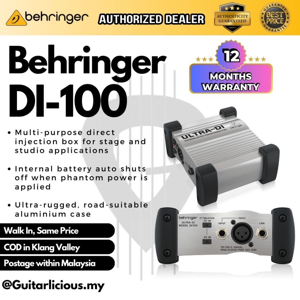 Behringer Ultra-DI DI100 1-channel Active Microphone / Instrument ...