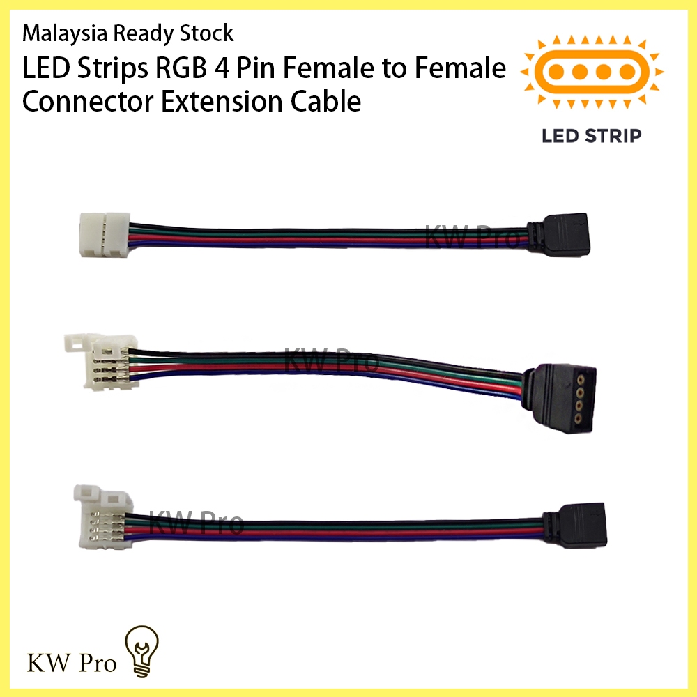 LED Strips RGB 4 Pin Female to Female Connector Extension Cable 15cm ...