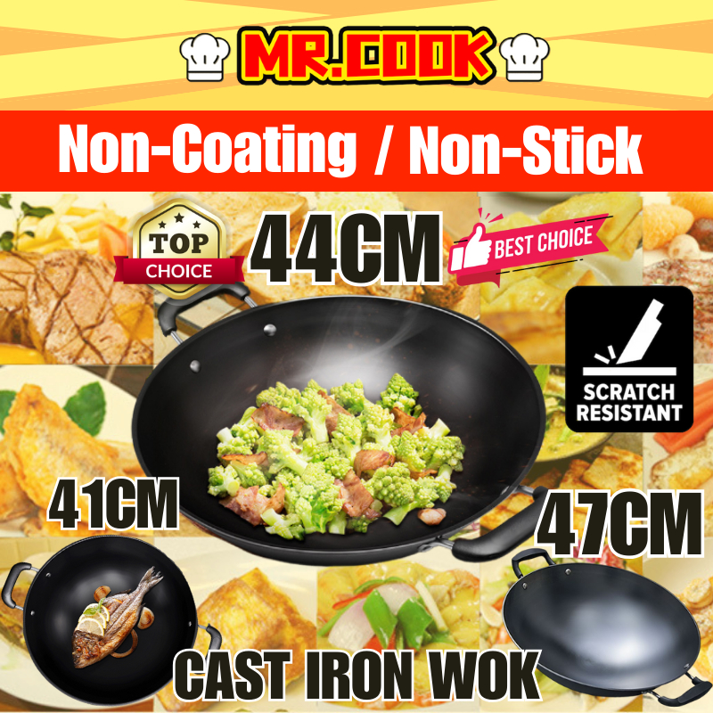 [MR.COOK] Kuali Hitam Traditional Wok Kuali Besi Kuali Enamel Iron Wok ...