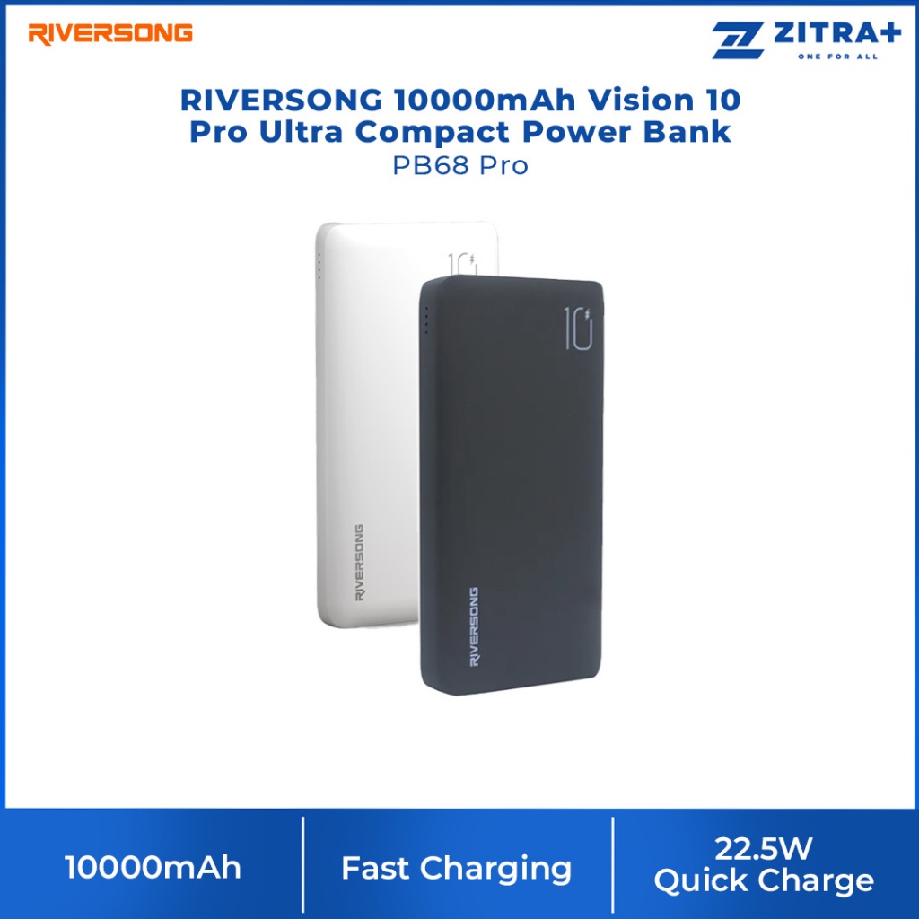 RIVERSONG 10000mAh Vision 10 Pro Ultra Compact Power Bank PB68 Pro |3A ...