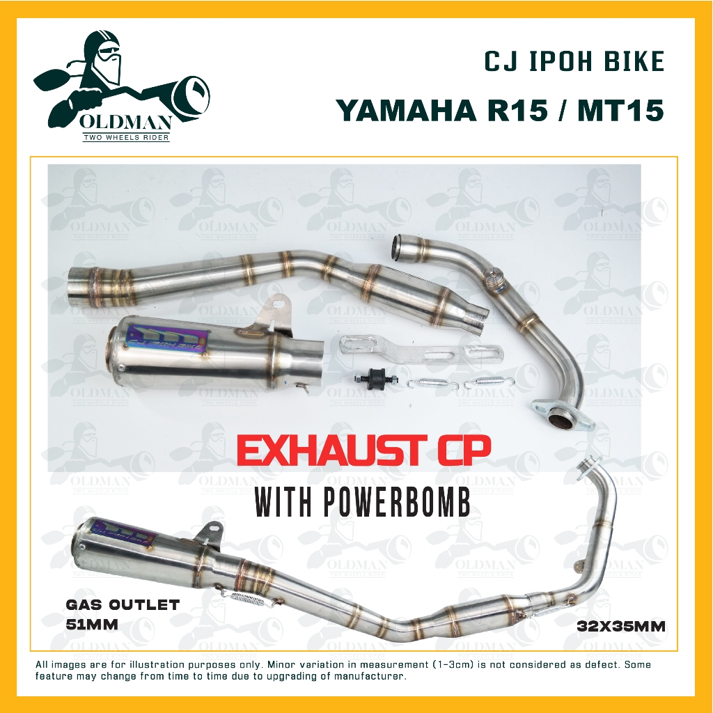Exhaust/Ekzos CJ IPOH BIKE R15/MT15 EXHAUST CP ( standard footrest ...