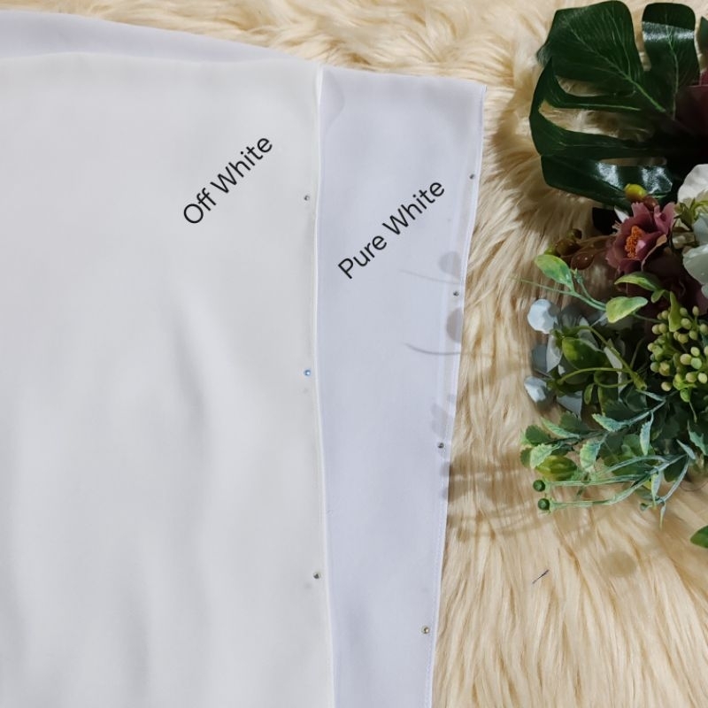Korean Chiffon Wide Shawl End Curve 2M -Shawl Nikah Off White | Shopee ...