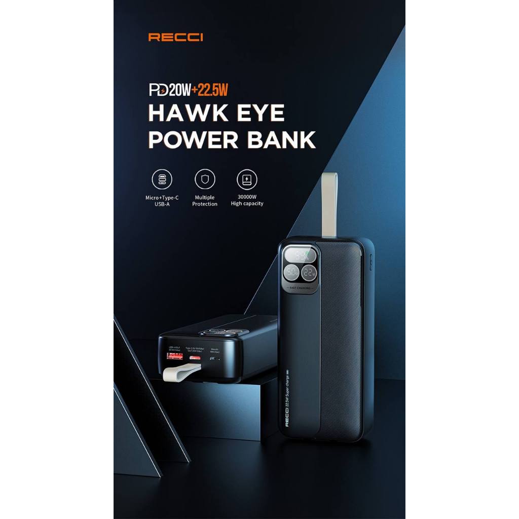 RECCI RPB-P38 HAWK-EYE 22.5W+PD20W 30000MAH POWER BANK | Shopee Malaysia
