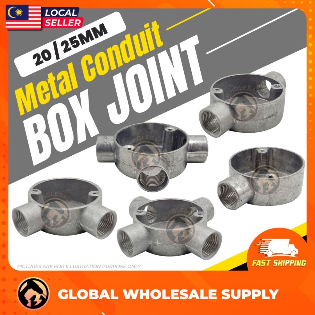 [1PC] 20mm 25mm Metal Conduit Circular Junction Box Fitting Joint Pipe ...
