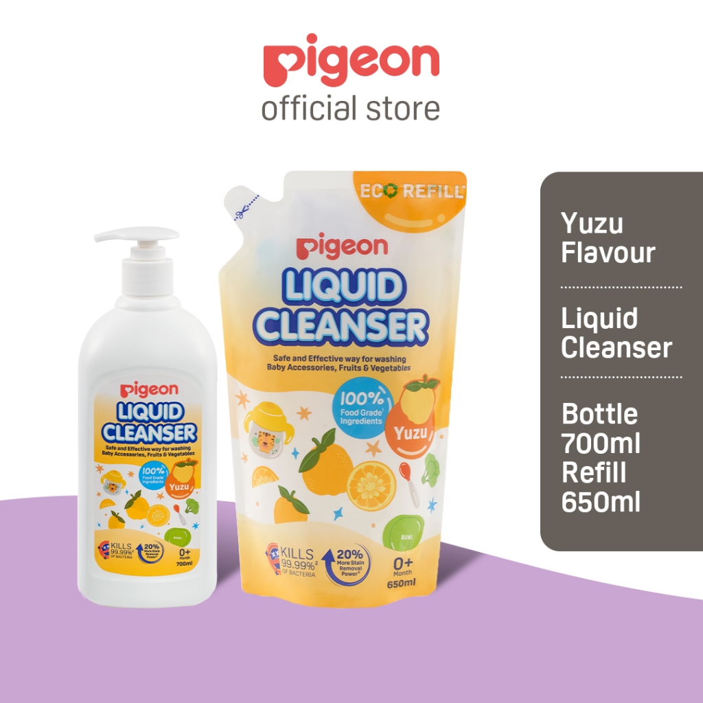 PIGEON Liquid Cleanser Yuzu Flavour Pack (700ml Pump + 650ml Refill ...