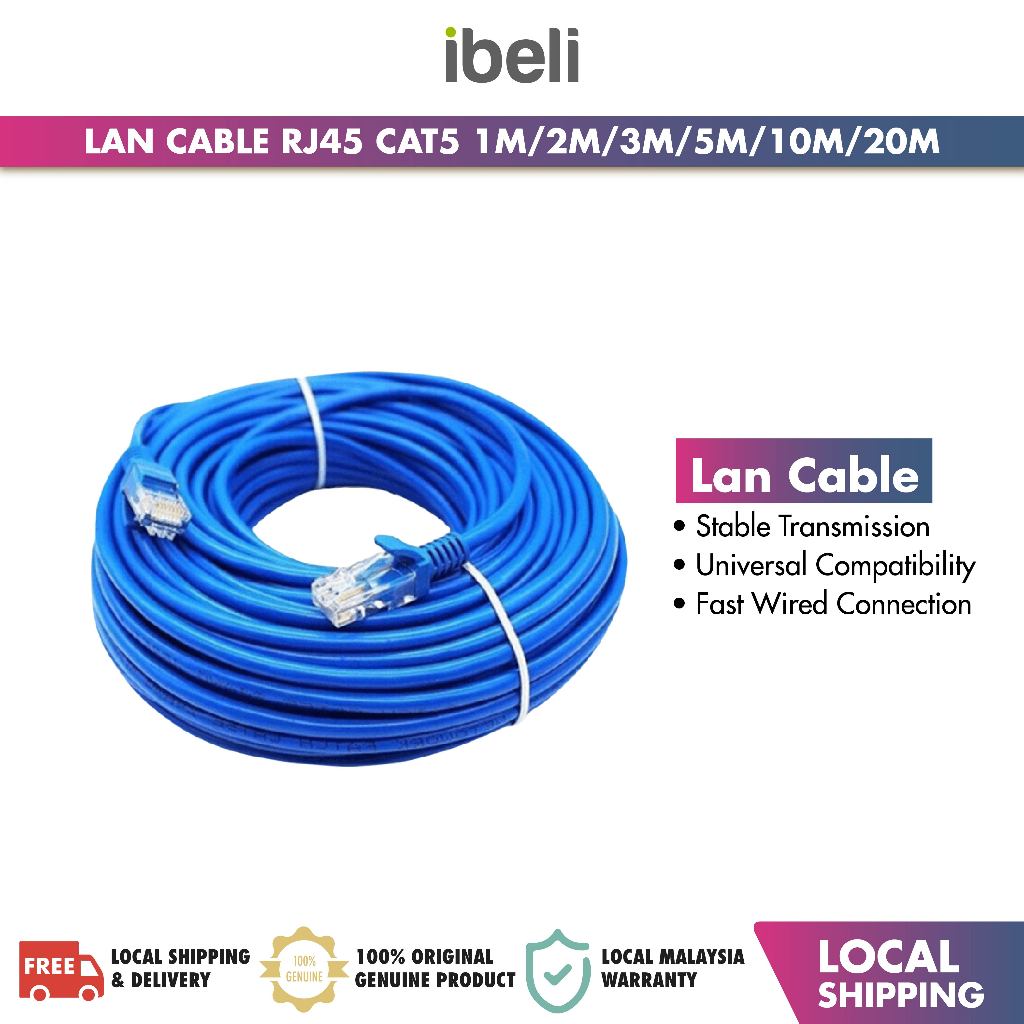 LAN Cable RJ45 CAT5 High Speed Network Cable 1M/2M/3M/5M/10M/20M | Shopee Malaysia