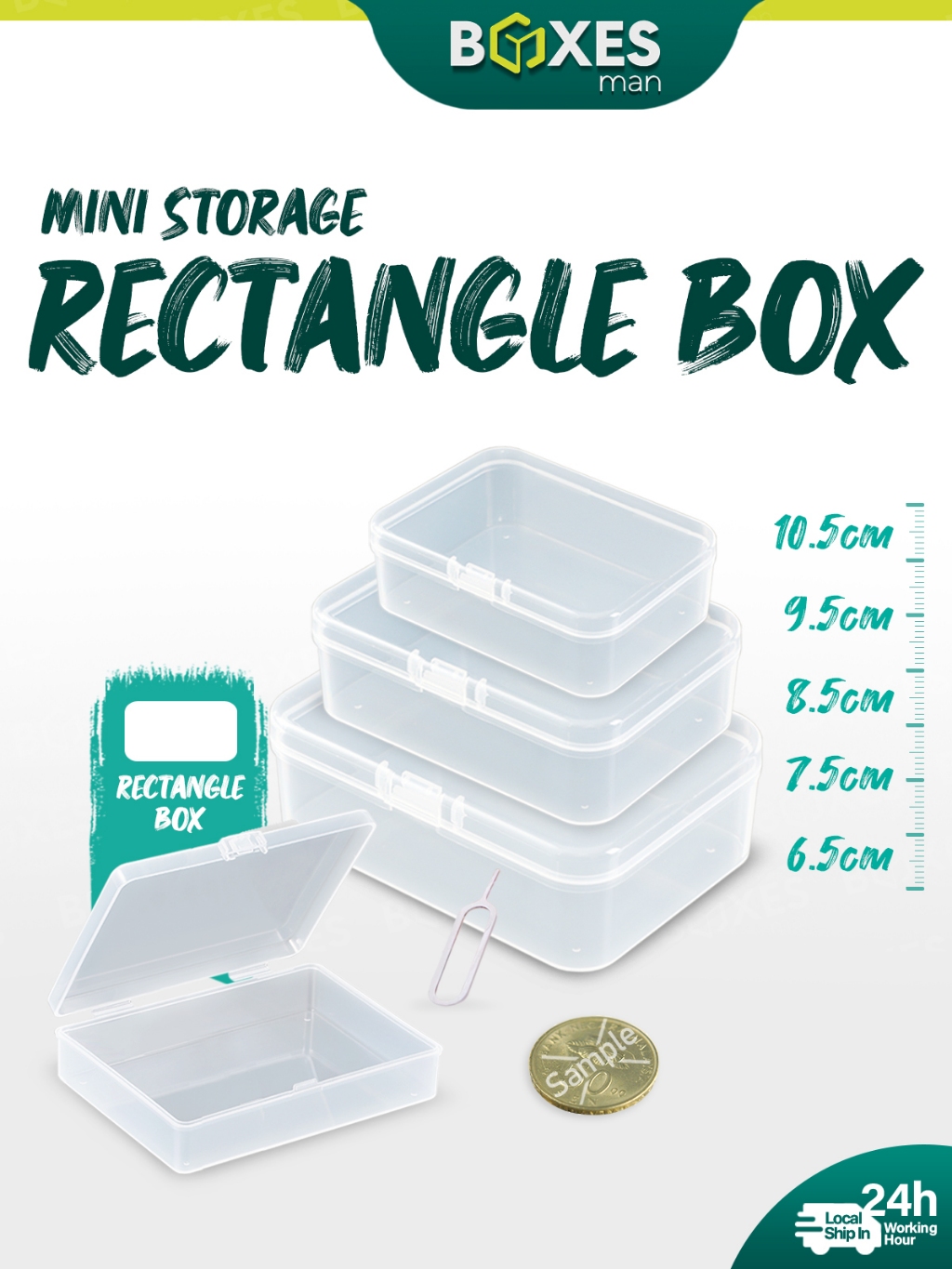 Rectangle Mini Storage Box Transparent for Organizer Stickers, Jewelry ...