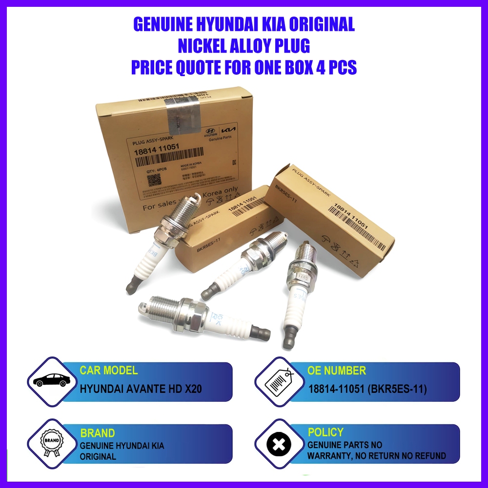 Hyundai Avante HD X20 Genuine Hyundai Mobis Spark Plug (18814-11051 ...