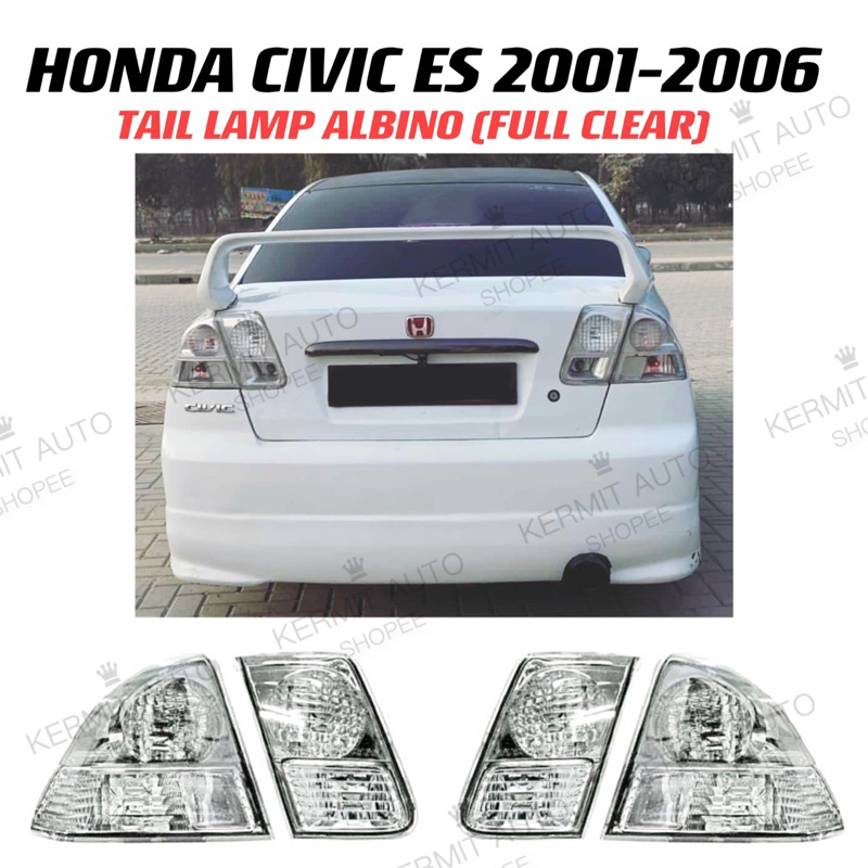 CIVIC ES TAIL LAMP ALBINO (FULL CLEAR) SET / Fit 2001-2005 (100% ...
