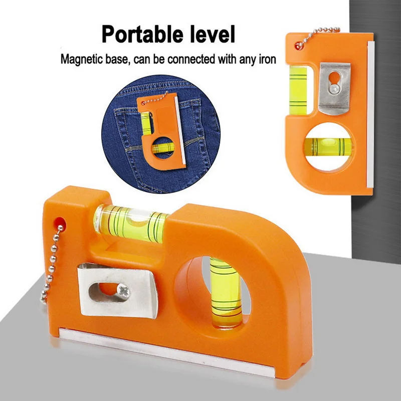 MKR Mini Keychain Level Ruler with Magnet Base V Stripe Spirit Level ...