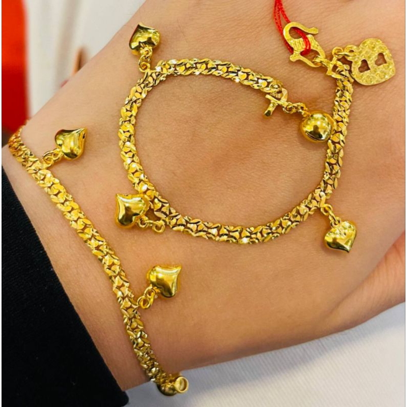 Rantai Tangan Kelisa Padu, Melor Padu & Lipan Hollow Gantung love Emas ...