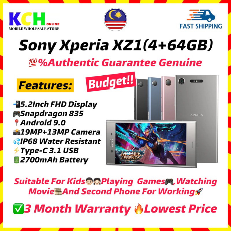 【PROMOTION】Sony Xperia XZ1 5.2Inch FHD Display 4GB RAM+64GB STORAGE Snapdragon 835 Gaming ...