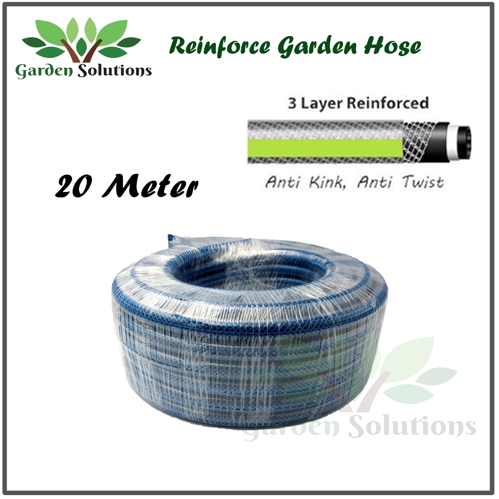 5m 10m 20m 30m x 2.5mm Reinforced PVC Flexible Garden Hose Green Getah ...