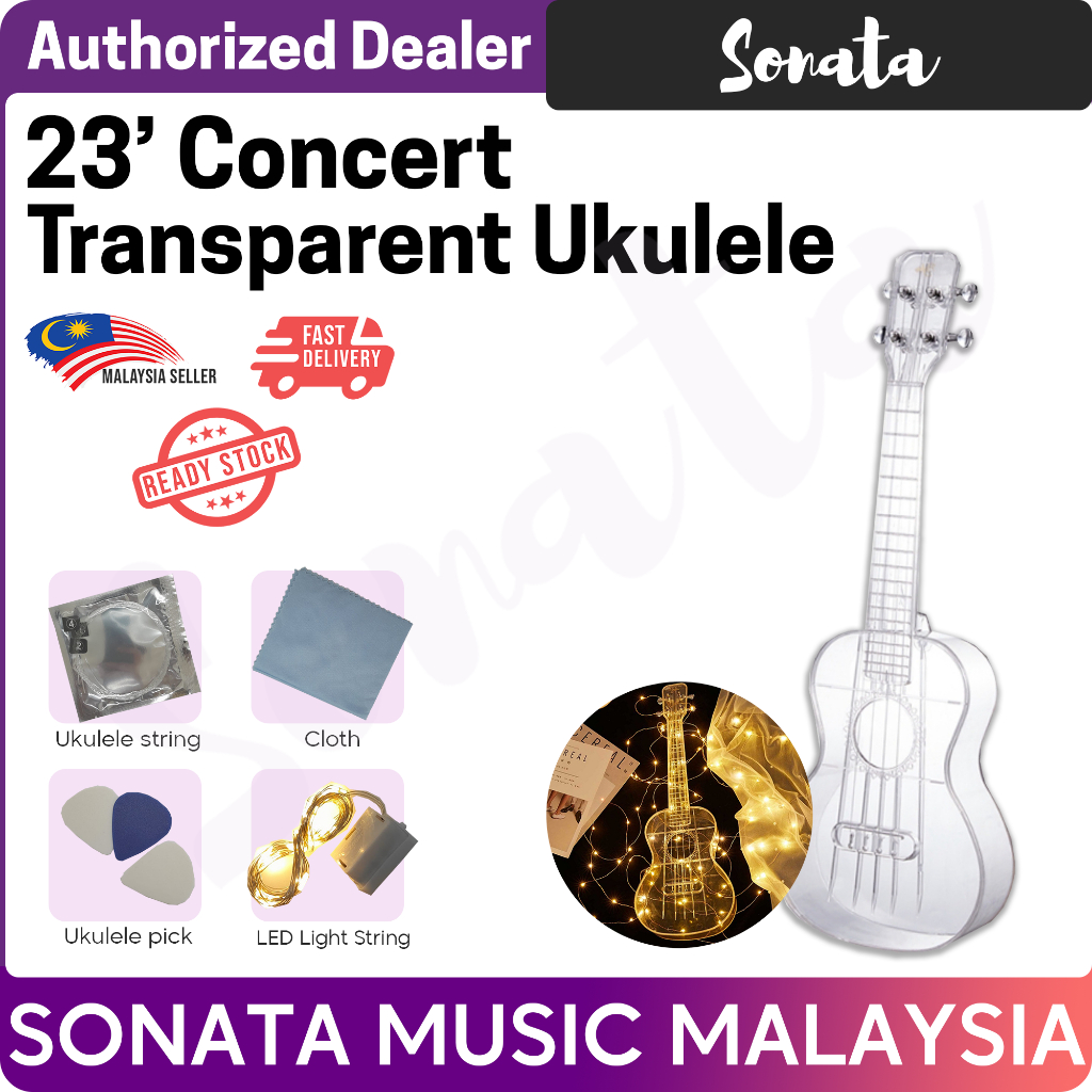 23 inch Concert Transparent Ukulele/ ukulele / concert ukulele ...