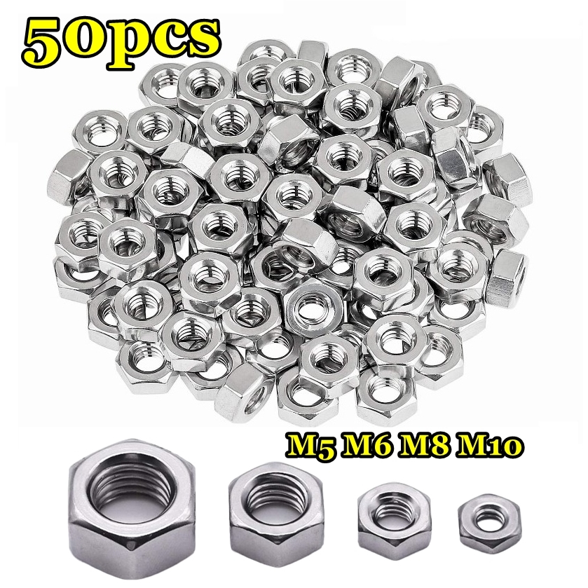 50pcs M5 Nut M6 Nut M8 Nut M10 Hexagon Nut Zinc Plated Hex Nut ...